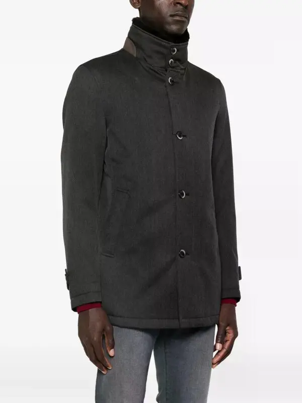 Herno Velvet-collared Button Coat
