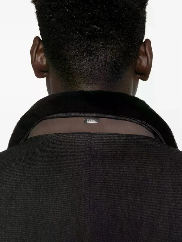 Herno Velvet-collared Button Coat