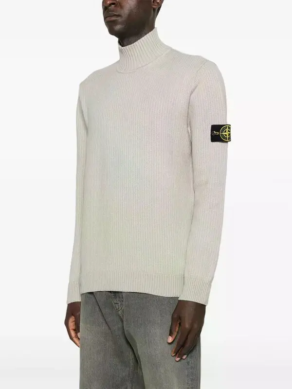 Stone Island Ribbed Turtleneck Sweater - Grey