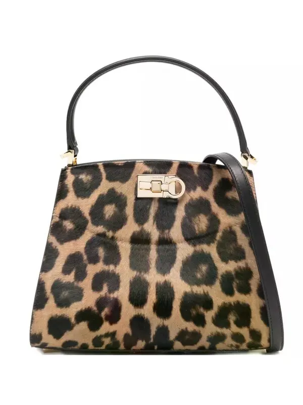 FERRAGAMO Studio Box Leopard-print Satchel