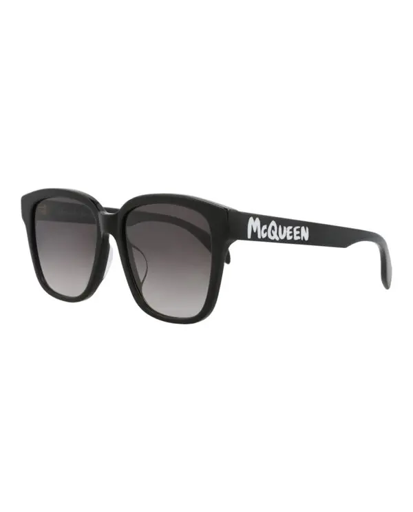 Alexander McQueen Square Rectangle Sunglasses - Black Black Grey (am0331sk/30011454/001)