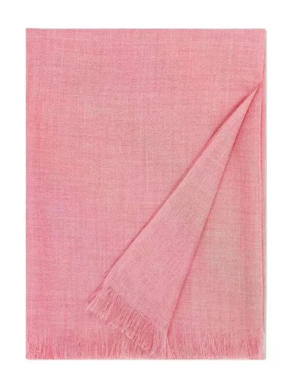 Eric Bompard Voile Fringed Scarf - Pink