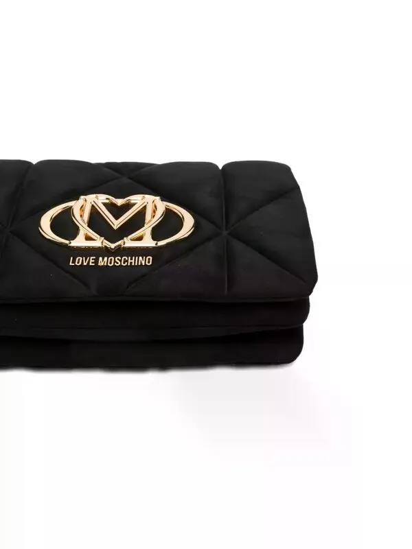 Moschino Quilted Cross Body Bag With Logo Plaque - Black