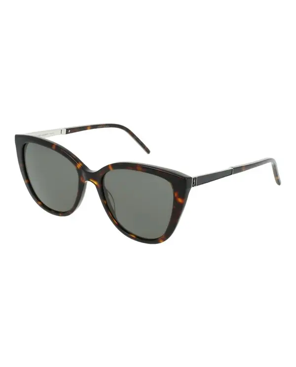 Saint Laurent Cat Eye Sunglasses - Havana Silver Grey (slm70/30009623/003)