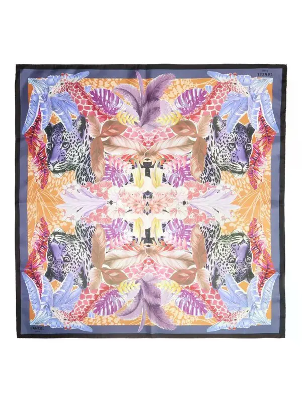 LANCEL Jungle Print Silk Scarf - Purple