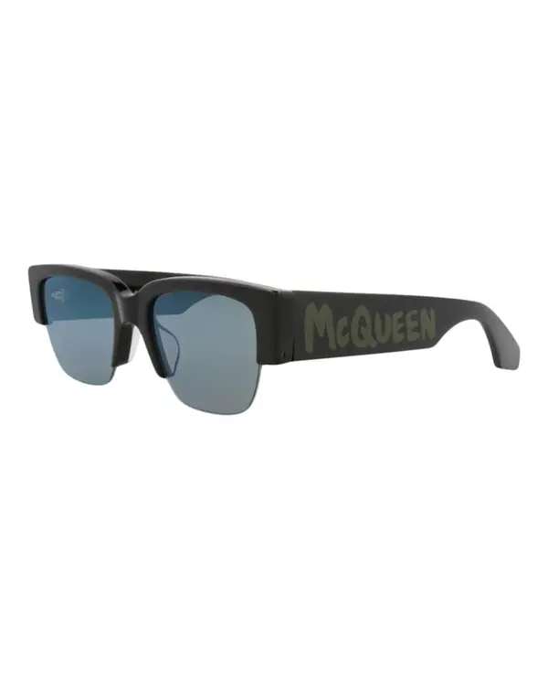 Alexander McQueen Square Sunglasses - Black Black Green (am0405s/30014336/002)