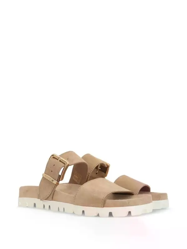 Miu Miu Buckled Suede Flat Sandals - Neutrals