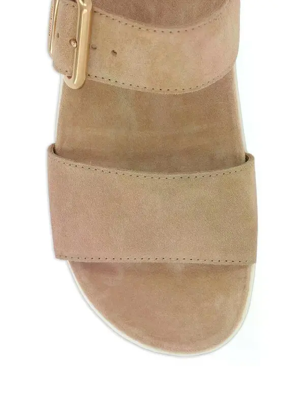Miu Miu Buckled Suede Flat Sandals - Neutrals