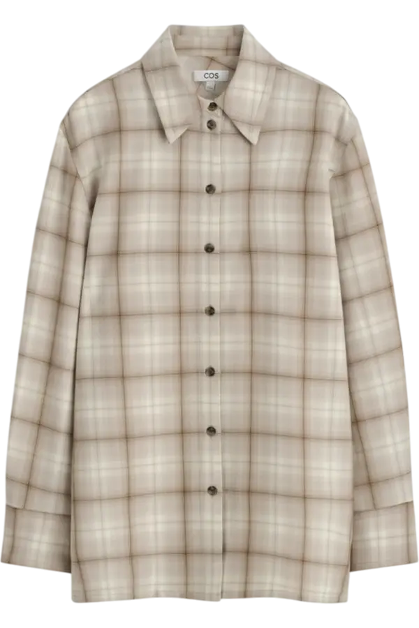 Cos Checked Flannel Shirt - Beige