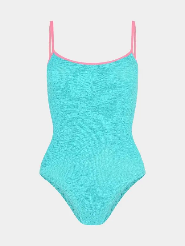 Hunza G Pamela Swimsuit - Aqua/bubblegum