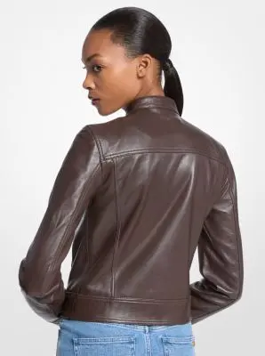 Michael Kors Leather Jacket - Brown