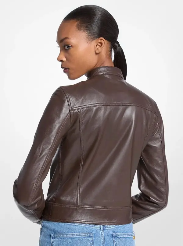 Michael Kors Leather Jacket - Brown