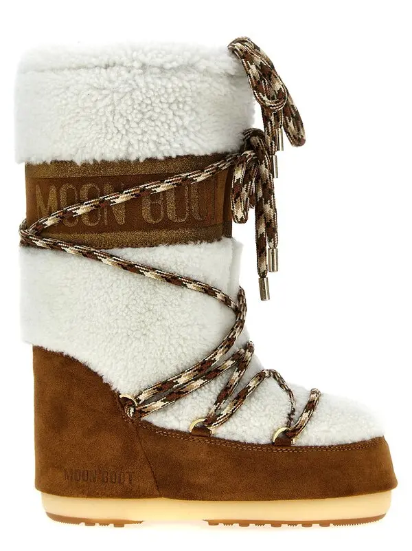 Moon Boot Suede And Shearling Boots - Brown