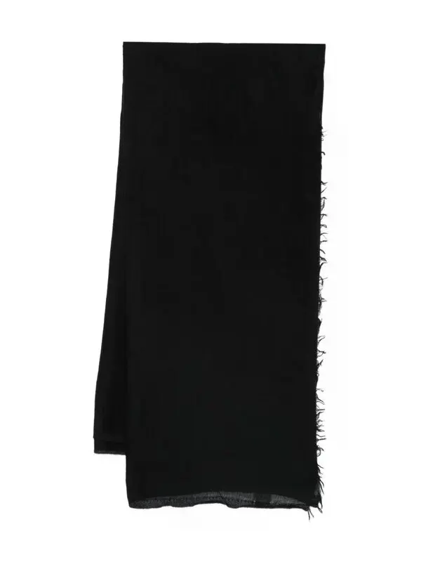 Destin Frayed Wool Scarf - Black
