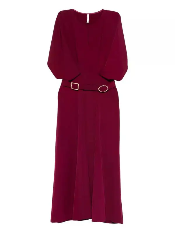 Imperial Belted Puff-Sleeve Midi Dress In Red - 68% Off | Editorialist