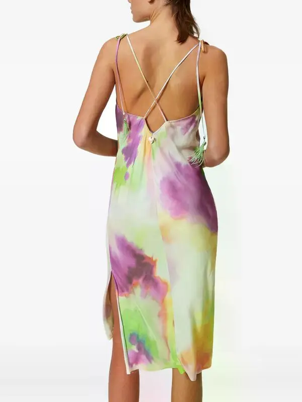 Twinset Tie-Dye Feather-Detail Midi Dress In Green - 30% Off | Editorialist