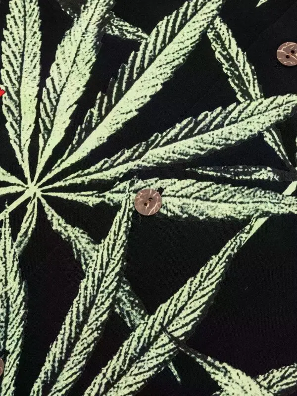 WACKO MARIA High Times Marijuana-leaf Print Shirt - Black
