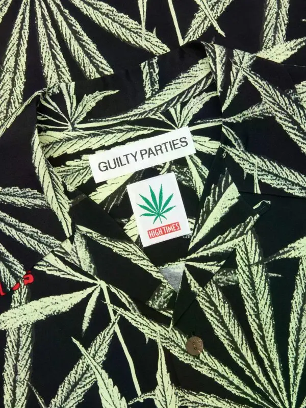 WACKO MARIA High Times Marijuana-leaf Print Shirt - Black