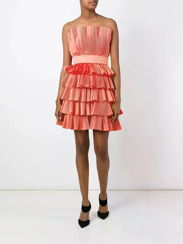 CAPUCCI Strapless Pleated Dress