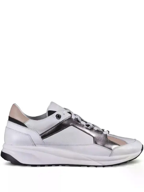 MOORER Metallic-effect Leather Low-top Sneakers