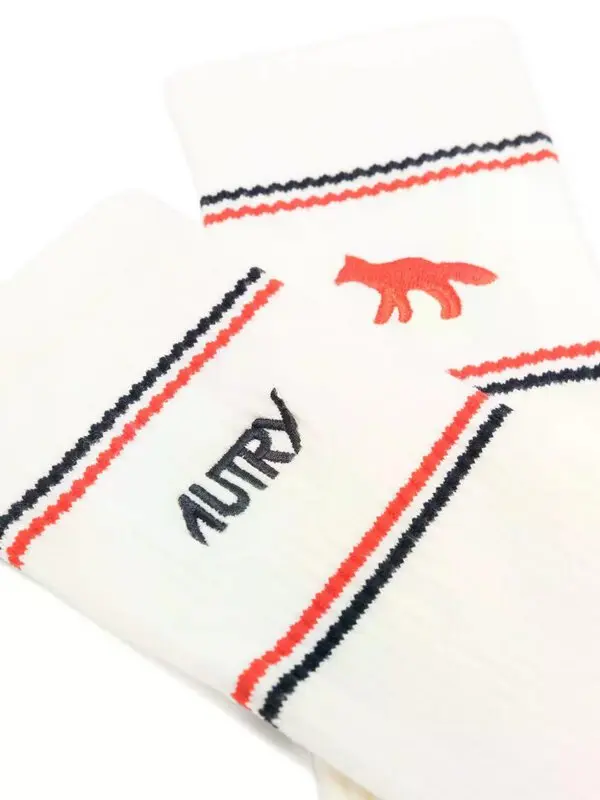 AUTRY X Maison Kitsuné Striped Logo Socks