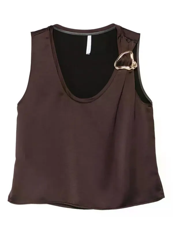 Imperial Buckle-detail Sleeveless Top - Brown