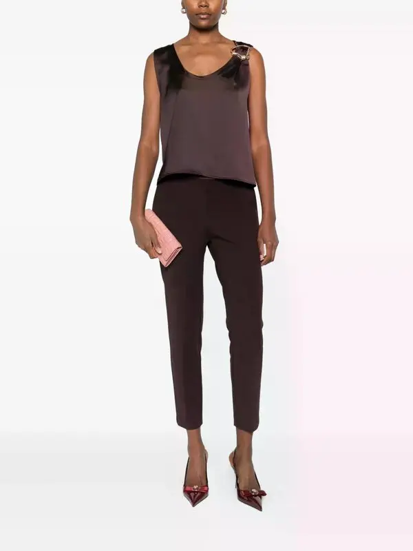 Imperial Buckle-detail Sleeveless Top - Brown