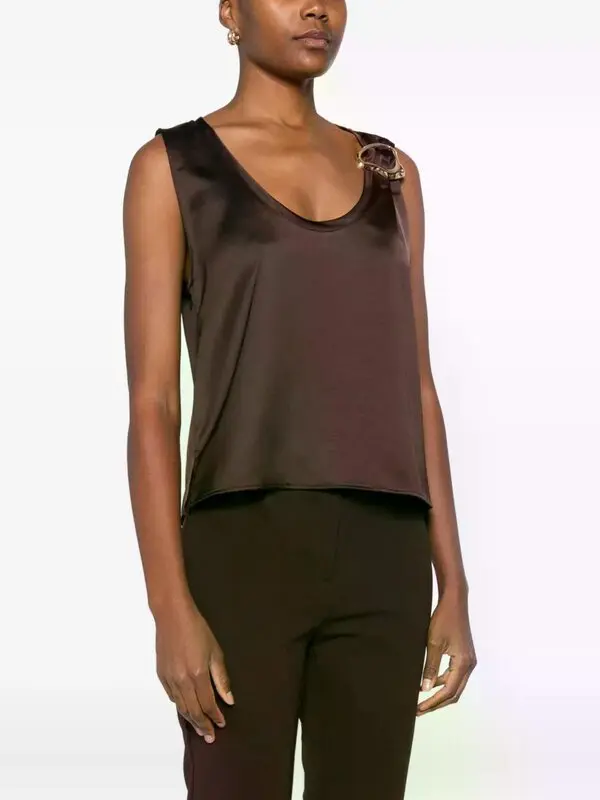 Imperial Buckle-detail Sleeveless Top - Brown