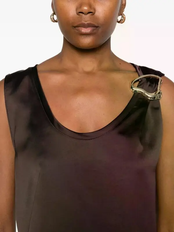 Imperial Buckle-detail Sleeveless Top - Brown