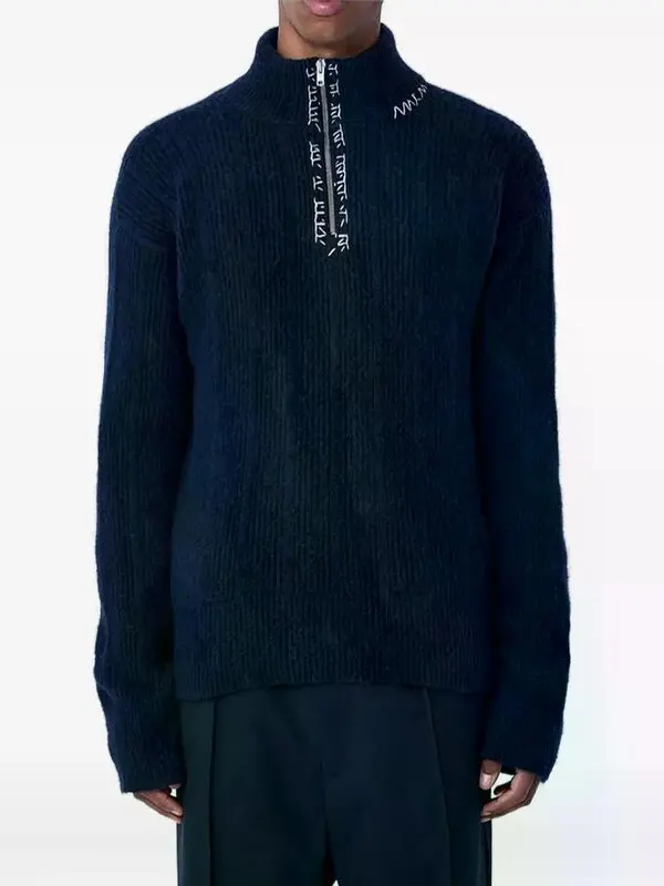 Marni Logo-embroidered Ribbed-knit Sweater