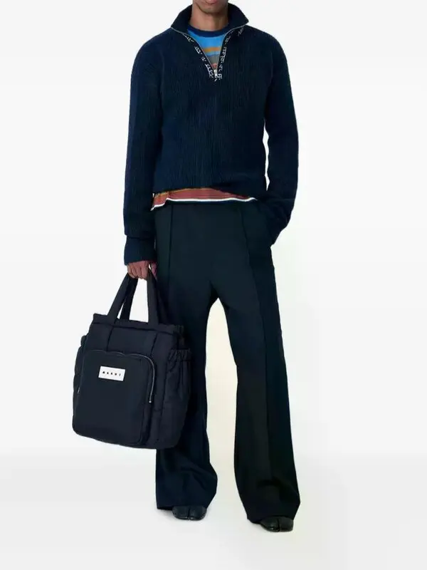 Marni Logo-embroidered Ribbed-knit Sweater