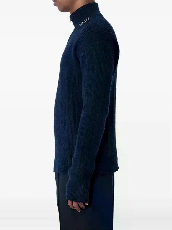 Marni Logo-embroidered Ribbed-knit Sweater