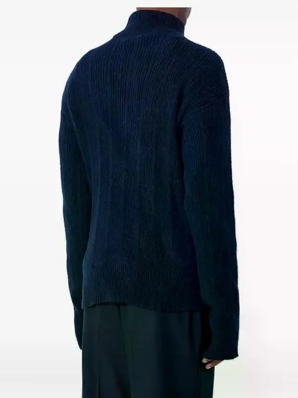 Marni Logo-embroidered Ribbed-knit Sweater
