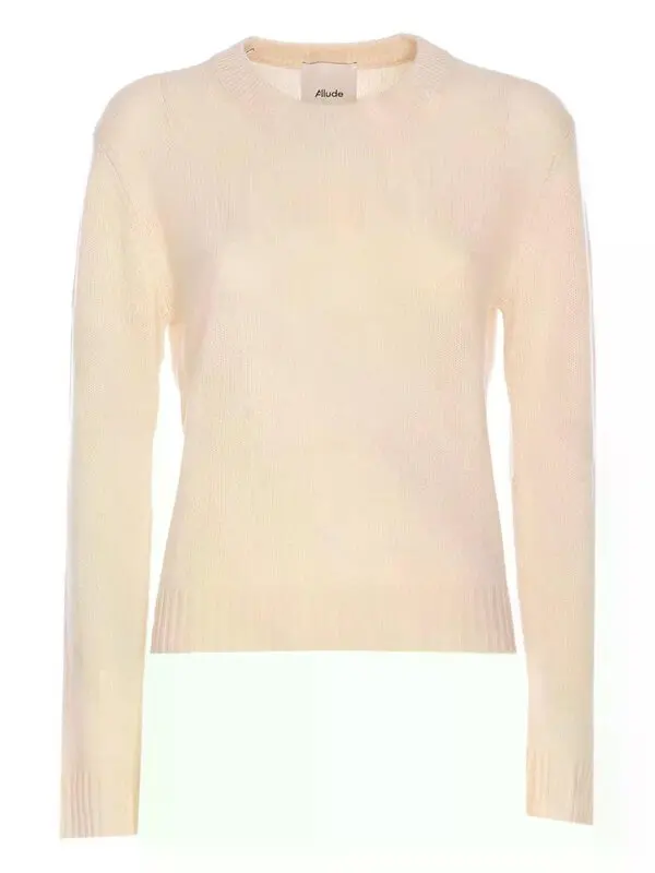 ALLUDE Ribbed Crew-neck Sweater - Neutrals