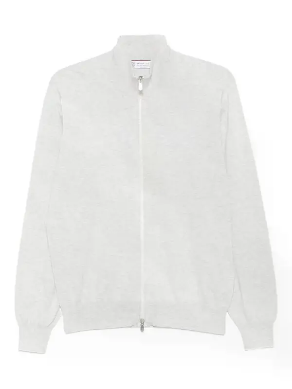 Brunello Cucinelli Zip-front Cotton Cardigan - Grey