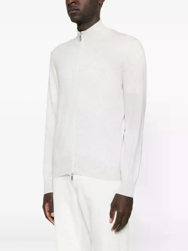 Brunello Cucinelli Zip-front Cotton Cardigan - Grey