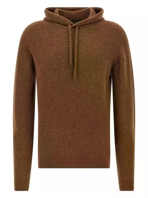 ROBERTO COLLINA Hooded Cuffed-sleeve Sweater - Brown