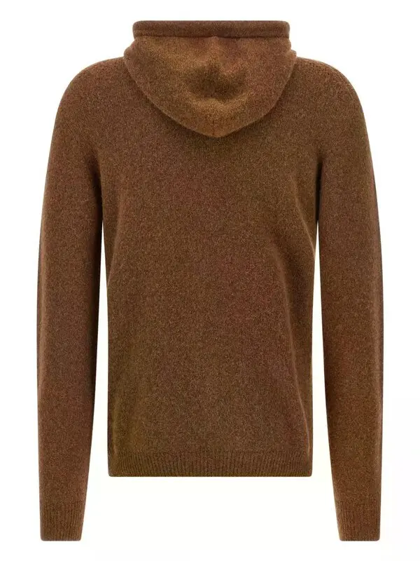 ROBERTO COLLINA Hooded Cuffed-sleeve Sweater - Brown