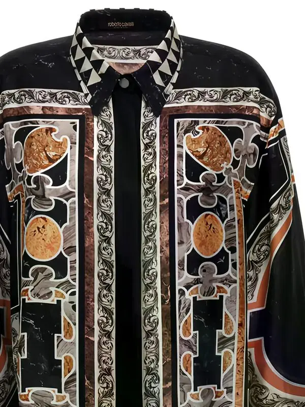 Roberto Cavalli Baroque-print Silk Shirt Dress