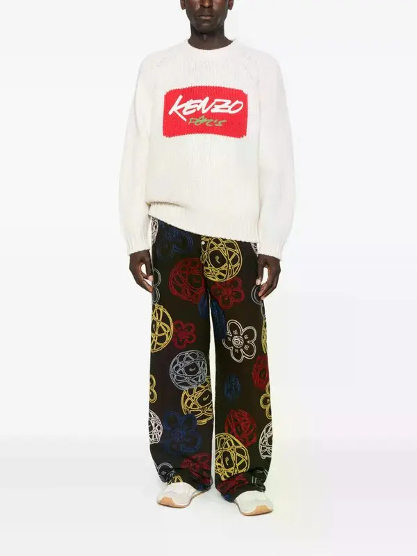 Kenzo Logo-print Crew-neck Sweater - Neutrals