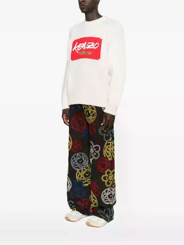Kenzo Logo-print Crew-neck Sweater - Neutrals