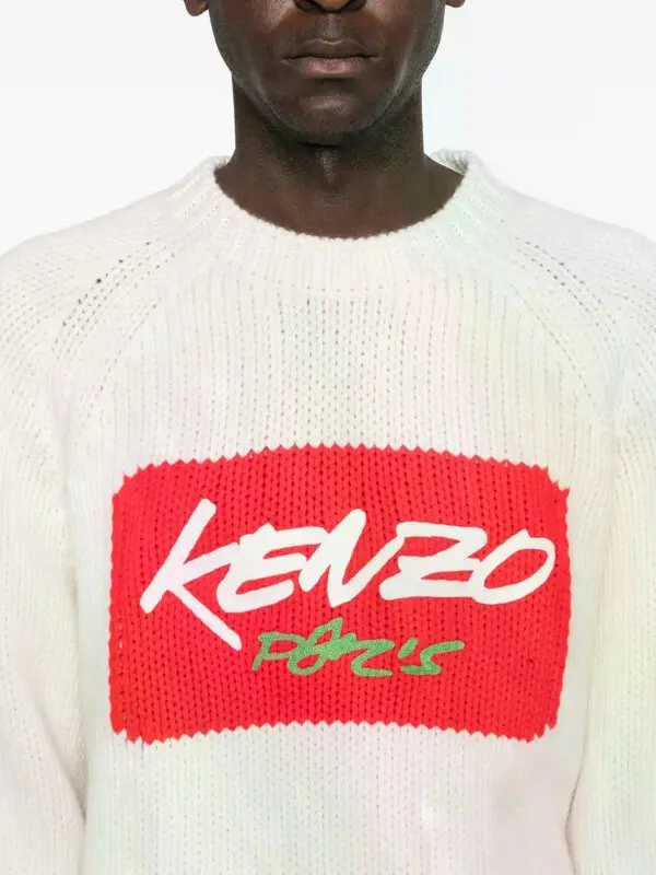 Kenzo Logo-print Crew-neck Sweater - Neutrals