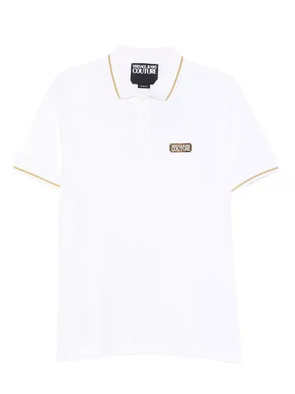 Versace Gold-trimmed Logo-detail Polo Shirt - White