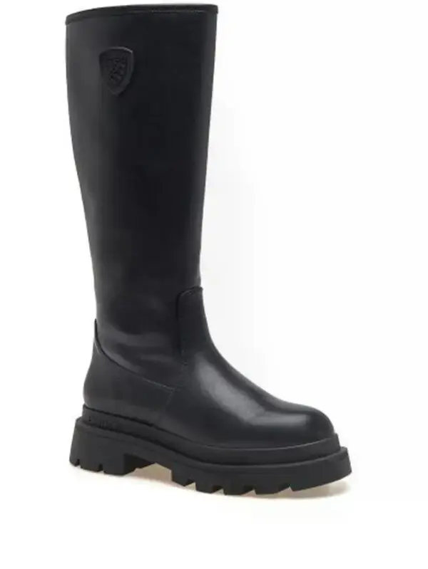 BLAUER. Leather Platform Knee-high Boots