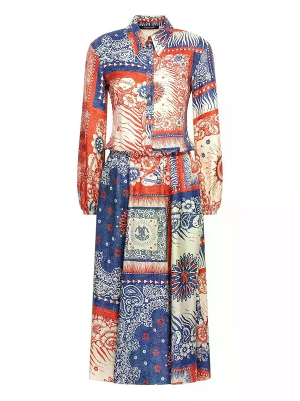 Roberto Cavalli Patchwork Paisley-pattern Silk Dress