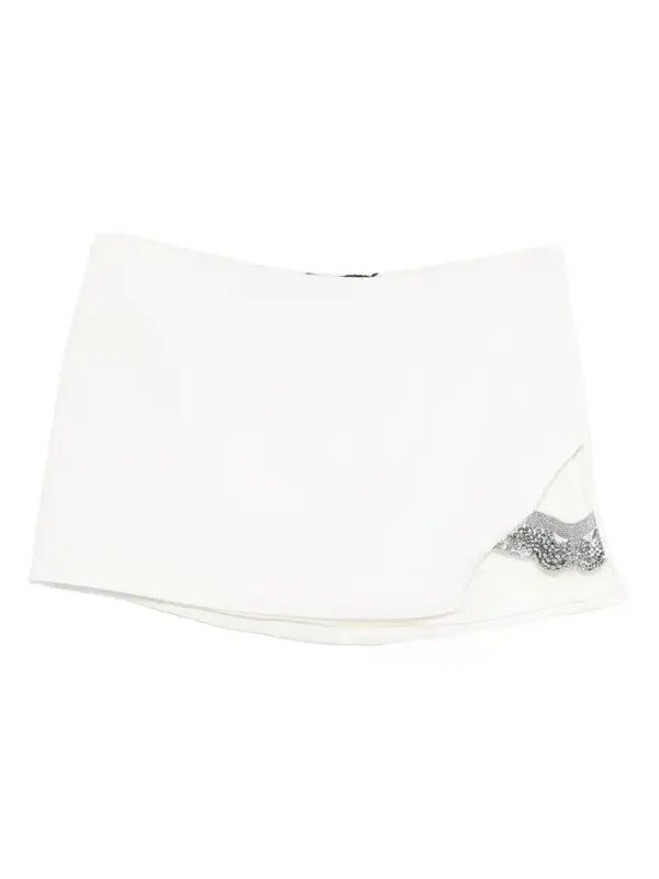 Amen Beaded-embellished Mini Skirt With Side-slit - White