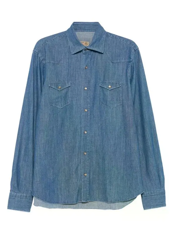 BARBA NAPOLI Denim Flap-pocket Shirt