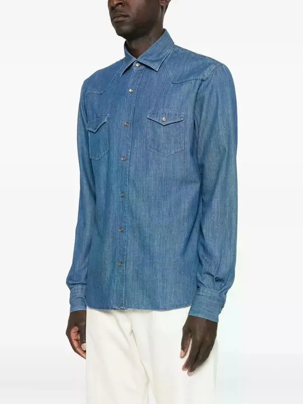 BARBA NAPOLI Denim Flap-pocket Shirt