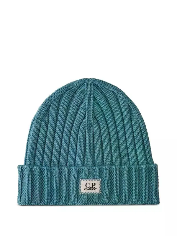 C.P. COMPANY Ribbed Wool Beanie - Blue