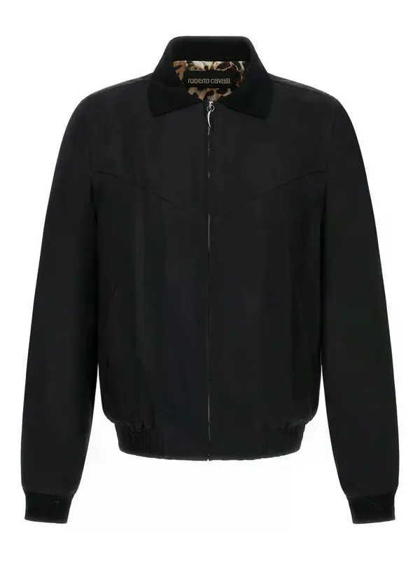 Roberto Cavalli Ribbed-collar Bomber Jacket